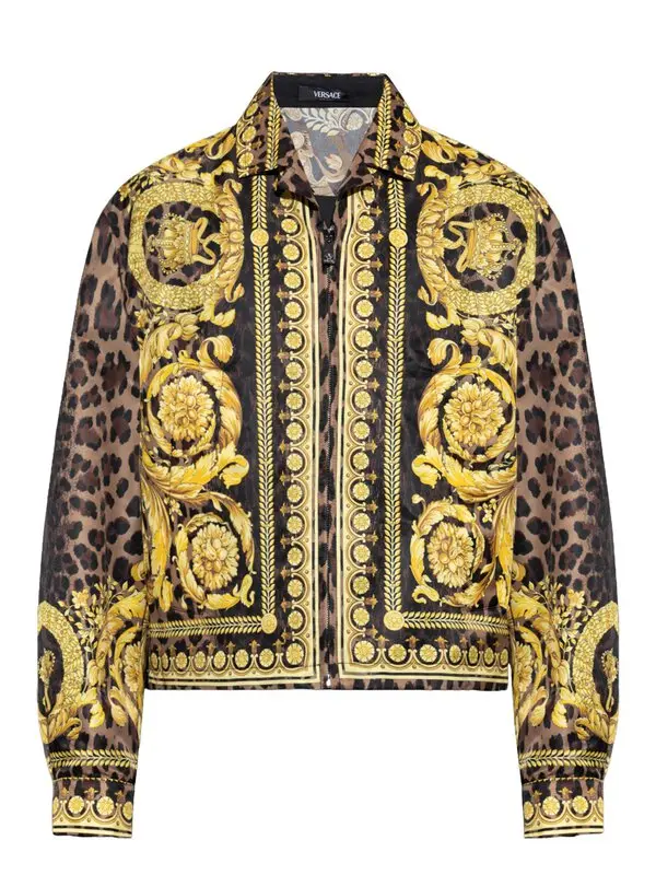 Versace Barocco Printed Zip-up Jacket - Black