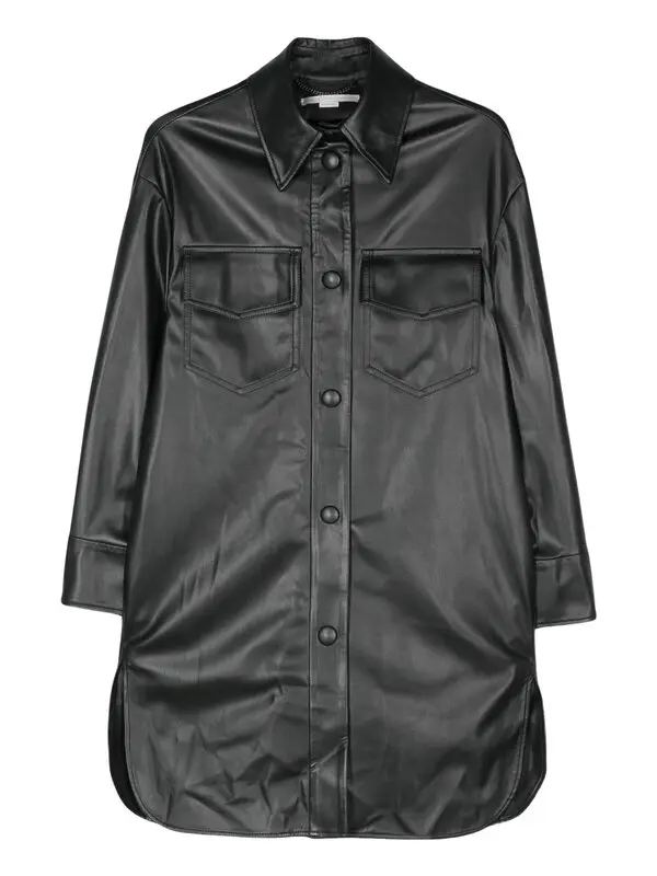 Stella McCartney Long-sleeved Leather Shirt Jacket - Black