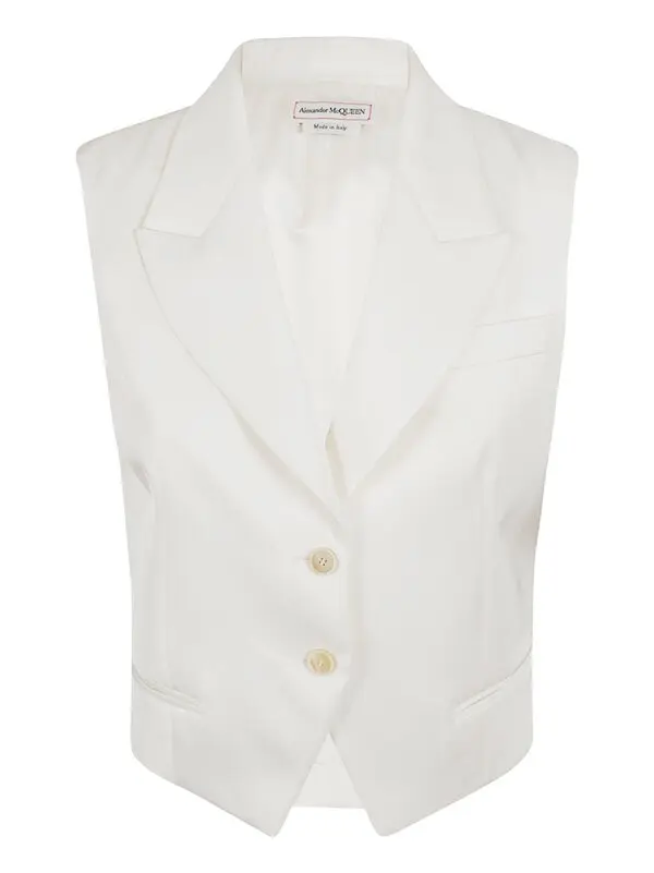 Alexander McQueen Single Breasted Sleeveless Vest - White