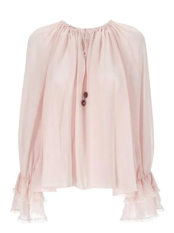 Chloé Drawstring Long-sleeved Shirt - Nude