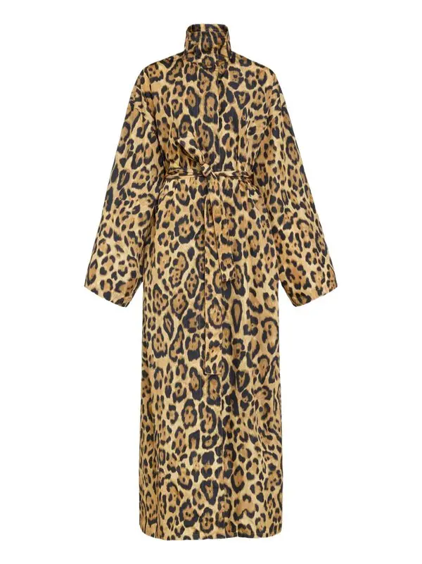 Alaïa Leopard Print Taffeta Coat - Nude