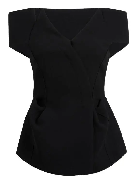 Khaite Off-the-shoulder Asymmetrical Top With Cutout Details - Black