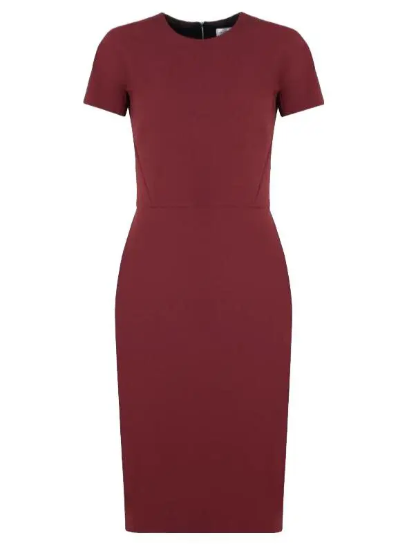 Victoria Beckham Dart Detailed Crepe Midi Dress - Red