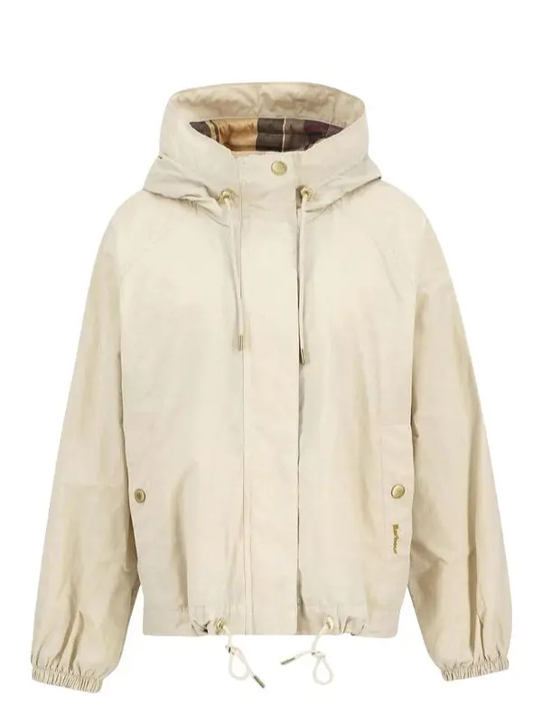Barbour Long Sleeve Casual Jacket With Drawstring Hem And Hood - Nude