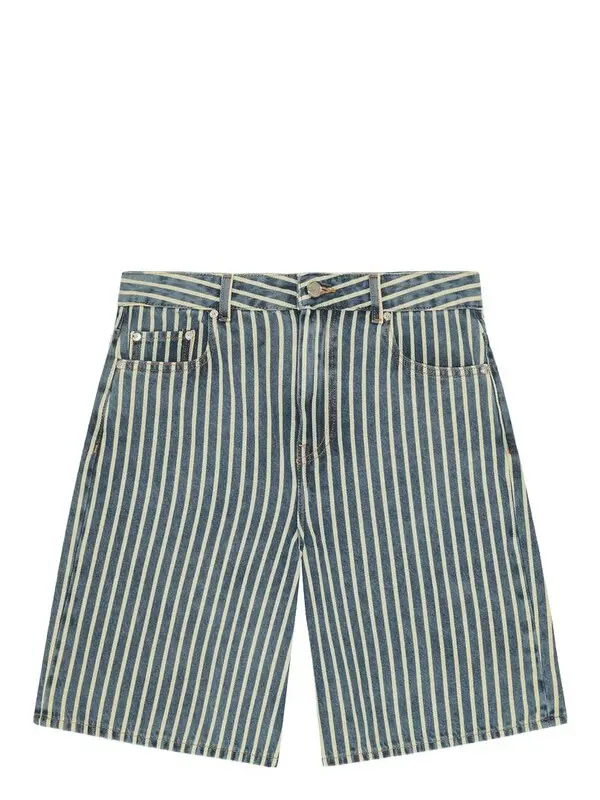 GANNI Striped Denim Shorts - Blue