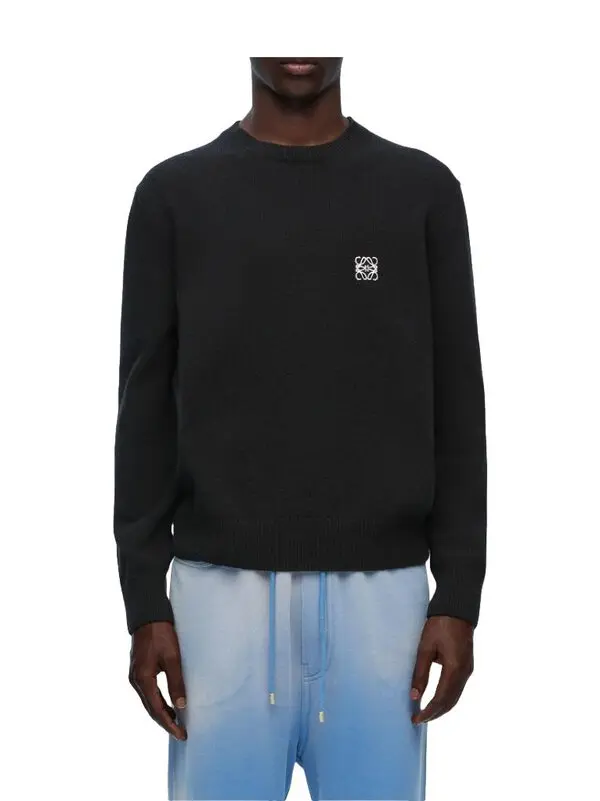 Loewe Anagram Embroidered Crewneck Jumper - Black
