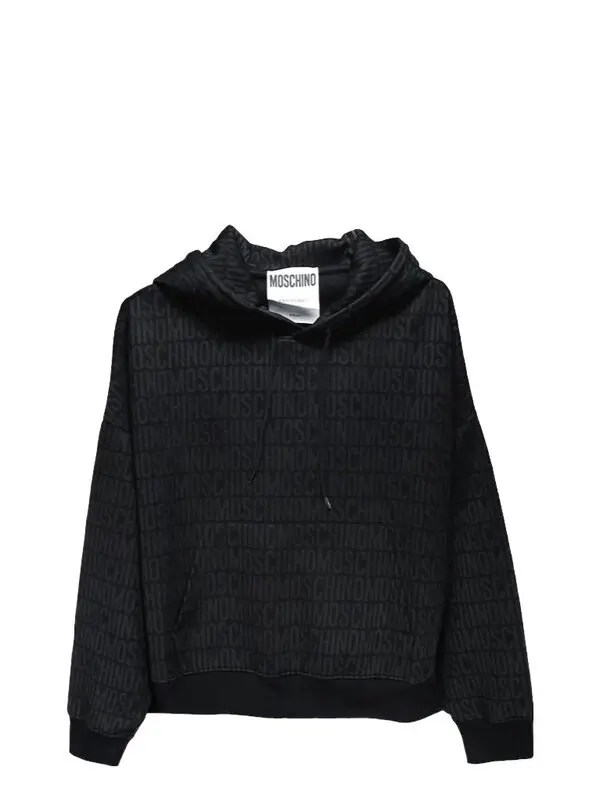 Moschino Monogrammed Hooded Long Sleeve Hoodie - Black