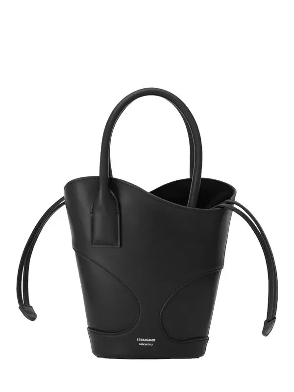 FERRAGAMO Cut Out Detailed Bucket Bag - Black