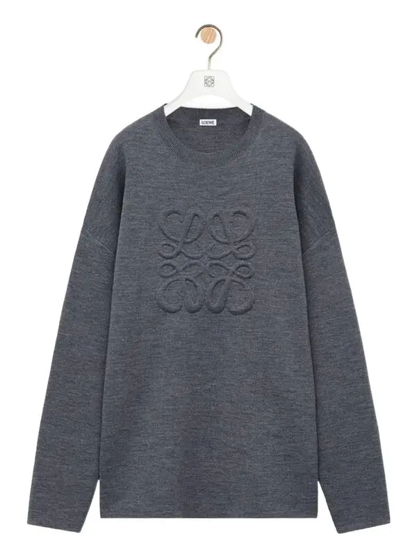 Loewe Anagram Embossed Crewneck Jumper - Light Mixed Gray