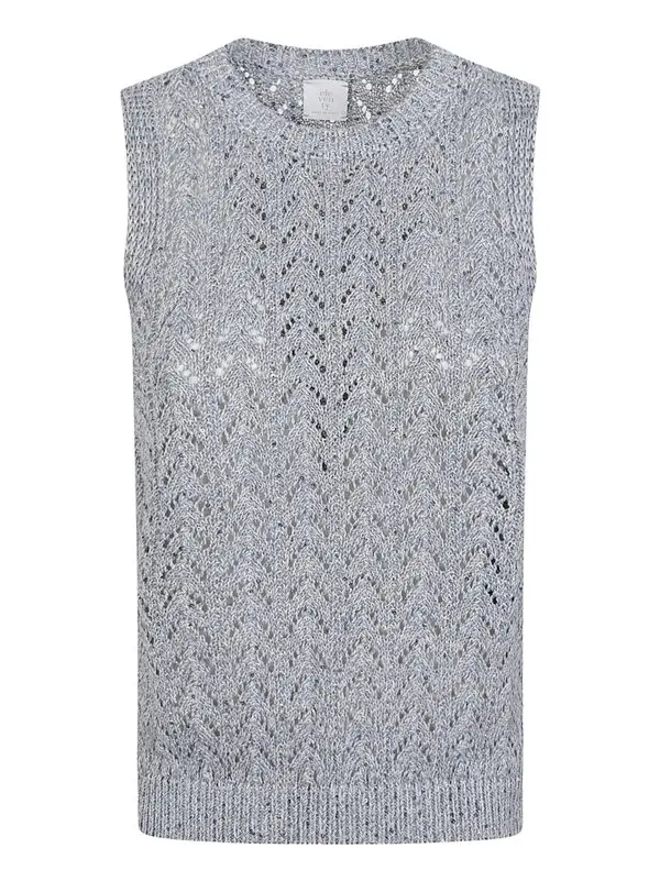 Eleventy Open-knit Sleeveless Top - Light Blue/gray Mixed Color.