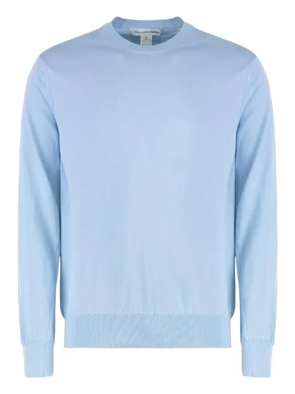 Comme Des Garçons Ribbed-knit Crewneck Jumper - Blue