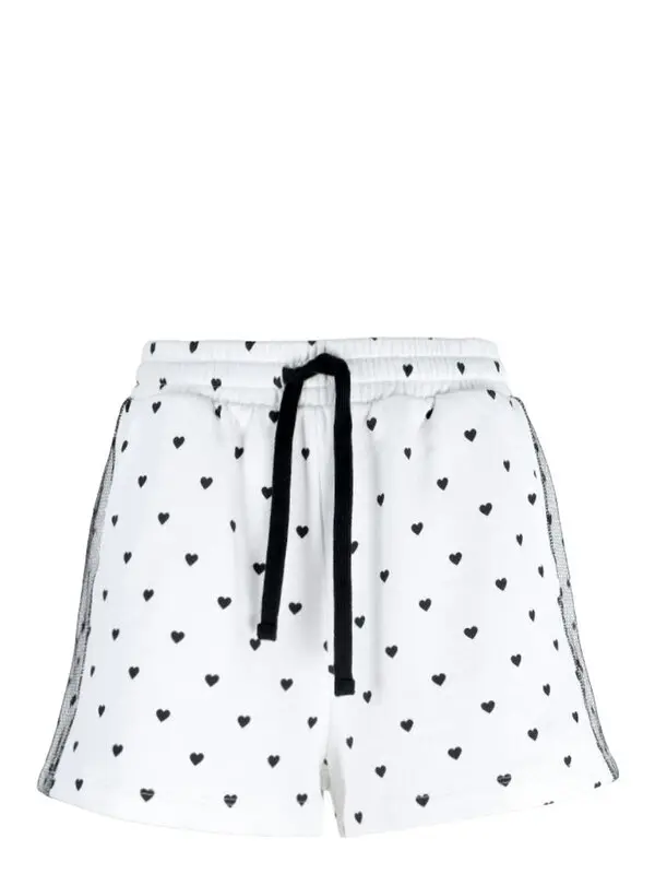 Red Valentino Heart Printed Drawstring Shorts - White