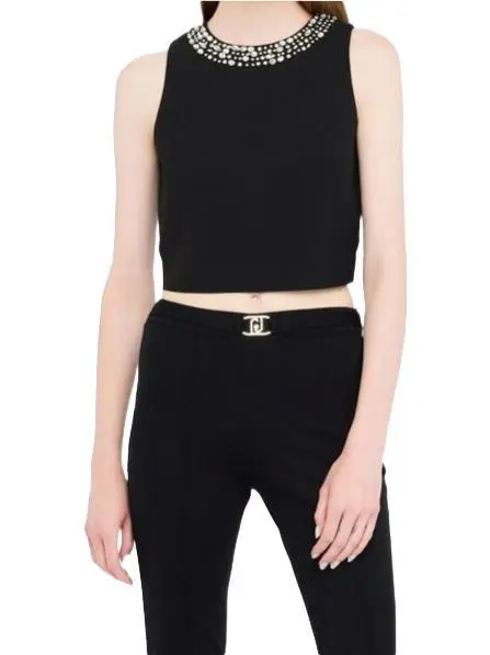 Liu Jo Embellished Crewneck Top - Black