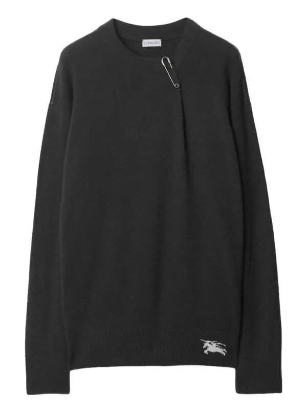 Burberry Safety Pin Detailed Knitted Jumper - Black