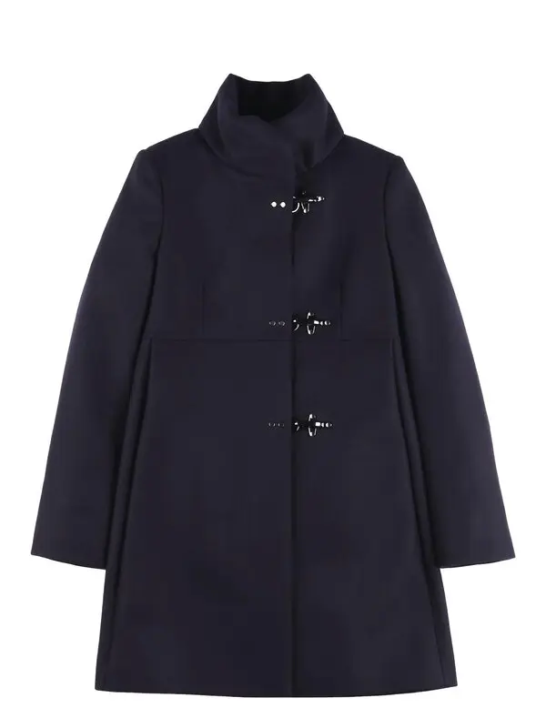 FAY High-neck Peacoat With Buckle Detail - Blue