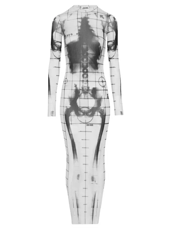 JEAN PAUL GAULTIER Squeletor" Maxi Dress With Round Neck And Long Sleeves - White/black