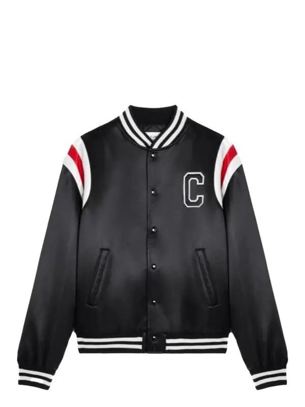 Celine Bomber Jacket In Thick Satin - Black