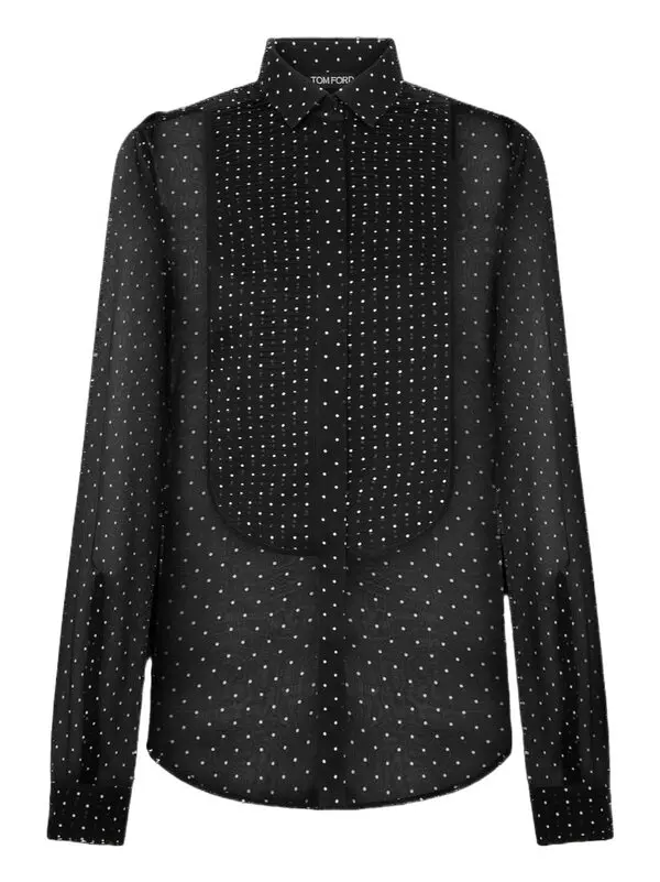 TOM FORD Polka-dot Sheer Long-sleeve Shirt - Black