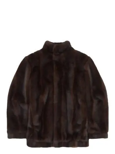MAISON MARGIELA Faux Fur Stand Collar Jacket - Brown