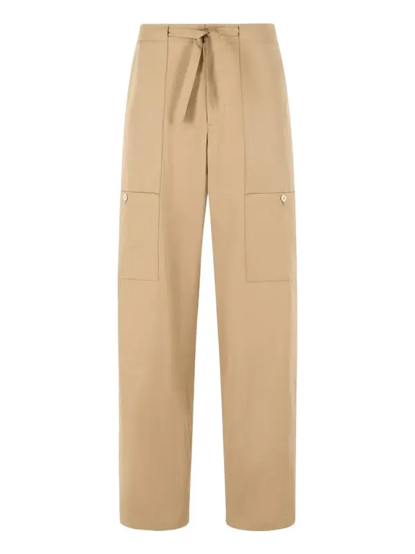 JIL SANDER Drawstring Poplin Cargo Trousers - Nude