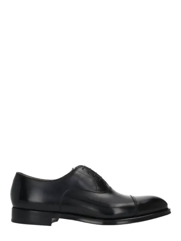 DOUCAL'S Round-toe Lace-up Leather Shoes - Black