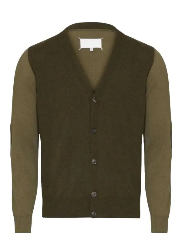 MAISON MARGIELA V-neck Cardigan With Elbow Patches - Green