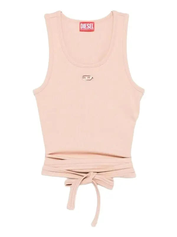 DIESEL® Ribbed Tank Top With Front Tie Detail - Nude