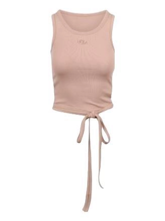 DIESEL® Ribbed Tank Top With Front Tie Detail - Powder