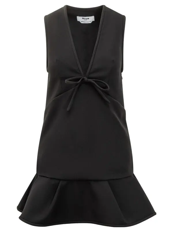 MSGM Sleeveless V-neck Bow Embellished Dress - Black
