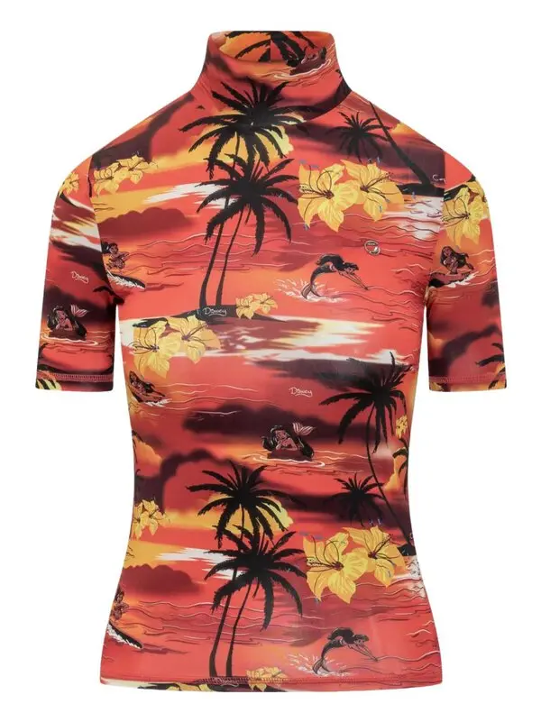 Coperni High Neck Tropical Print T-shirt - Multicolor