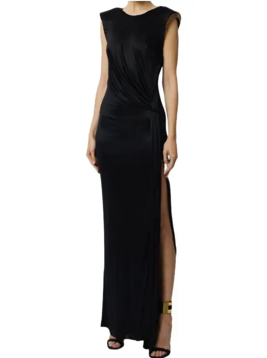 Elisabetta Franchi Draped-detail Maxi Dress - Black