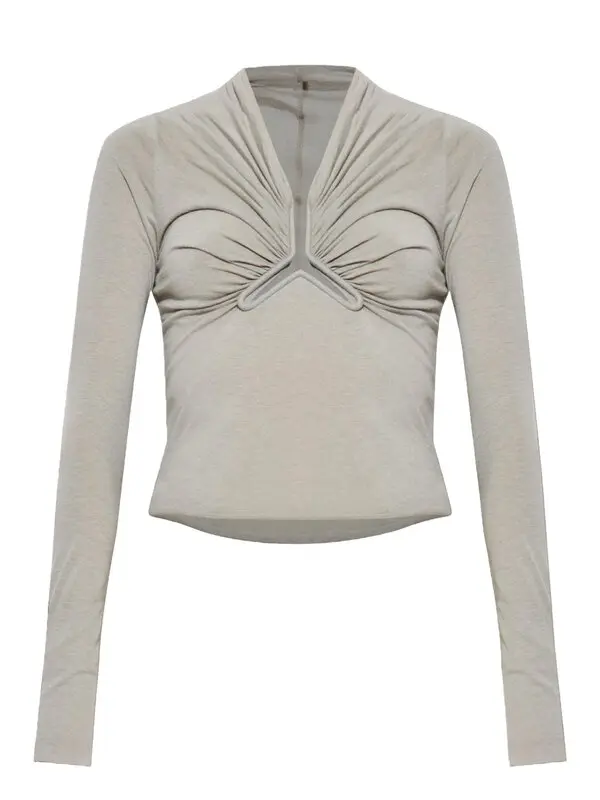 Rick Owens Geometric Neck Pleated Top - Grey