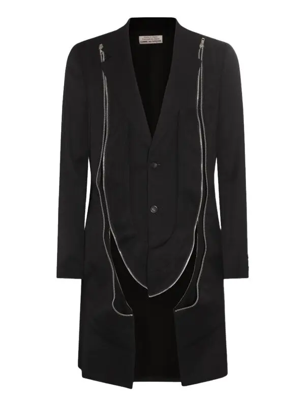 Comme Des Garçons Layered Zip Detail Coat - Black