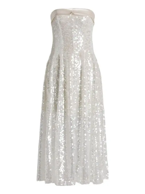 Alberta Ferretti Strapless Sequin Dress - White