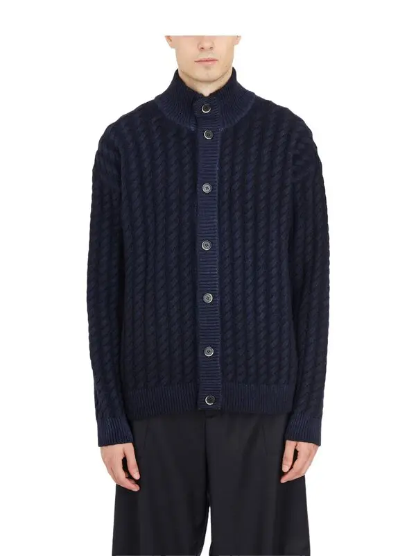 Barena Venezia High-necked Knitted Cardigan - Blue