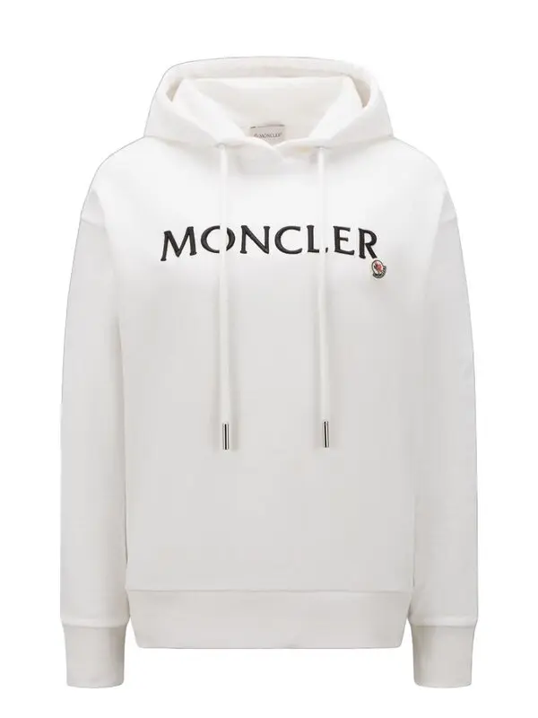 Moncler Cotton Cashmere Logo Hoodie - White