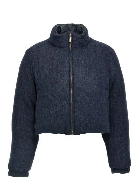 Thom Browne Herringbone Reversible Down Jacket - Navy Blue