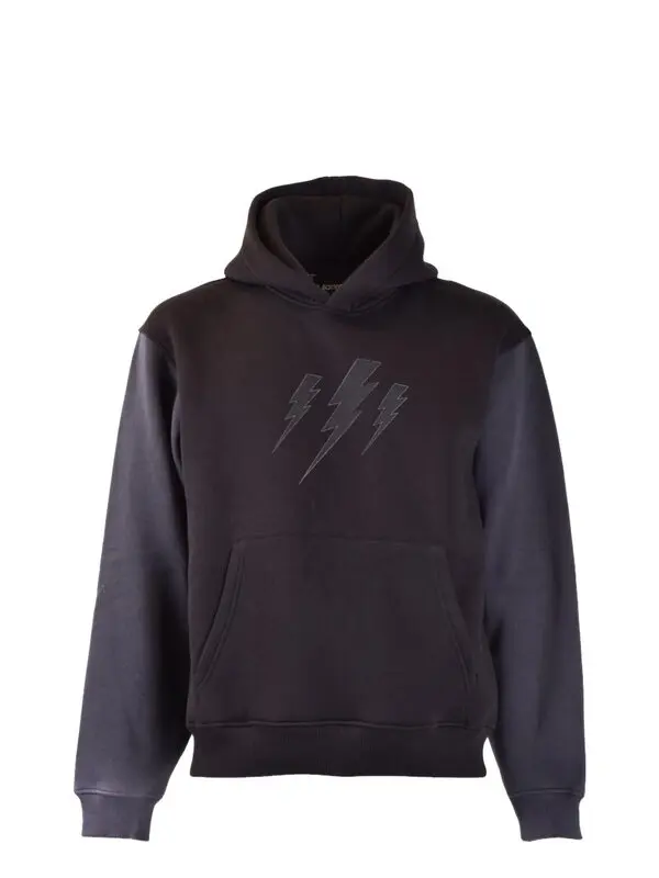 Neil Barrett Long-sleeved Hoodie With Kangaroo Pocket - Black