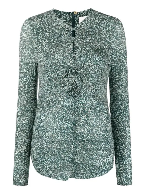 Isabel Marant Étoile Animal-print Cut-out Long-sleeve Top - Gray