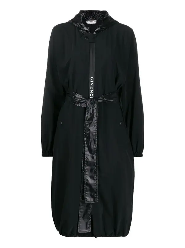 Givenchy Hooded Belted Raincoat - Black