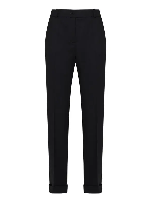 P.a.r.o.s.h Medium And High Waist Slim-fitting Straight Pants - Black
