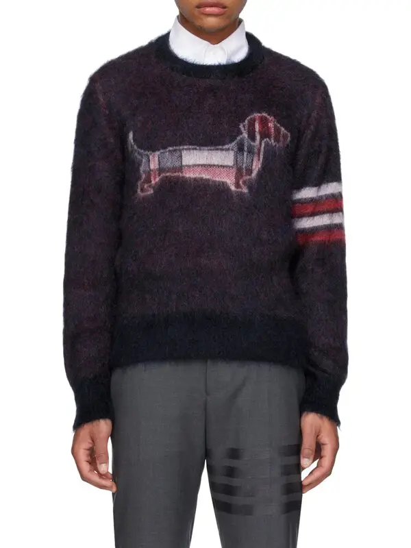 Thom Browne Hector Jacquard Pullover - Navy Blue