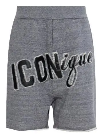 Dsquared2 Wide Leg Shorts With 'iconique' Print - Grey