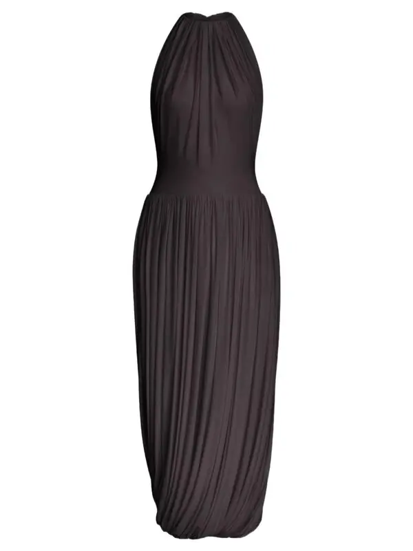 Alaïa Halterneck Sleeveless Draped Midi Dress - Black