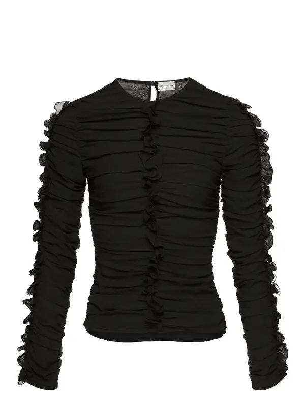 Magda Butrym Long Sleeve Ruched Top - Black
