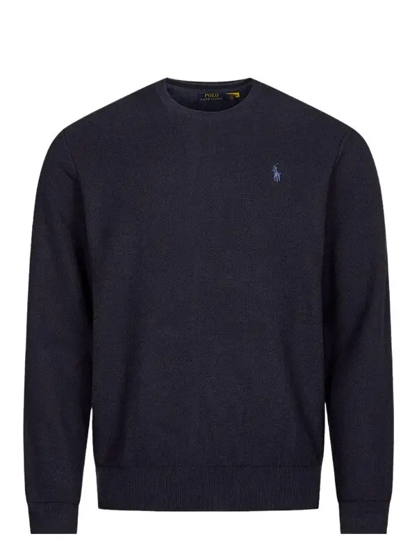 Polo Ralph Lauren Textured Crewneck Jumper With Embroidered Logo - Black