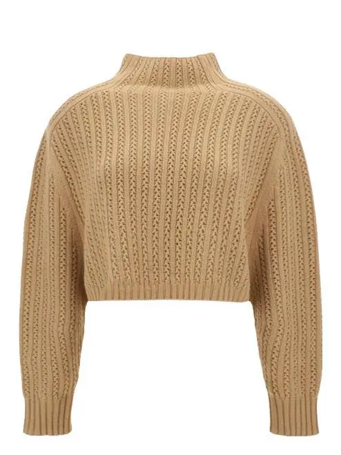 Max Mara Hodeida Cropped High Neck Cardigan - Camel
