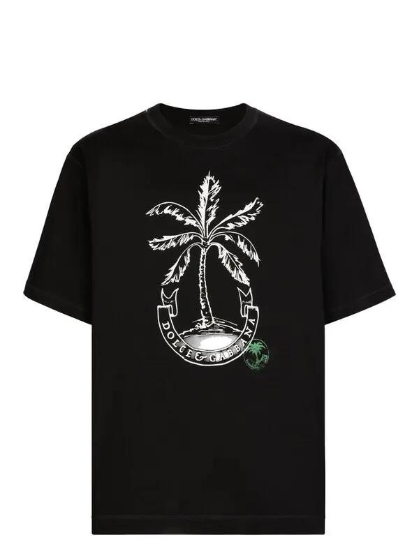 Dolce & Gabbana Dolce Gabbana Banano Printed Crewneck T-shirt - Black