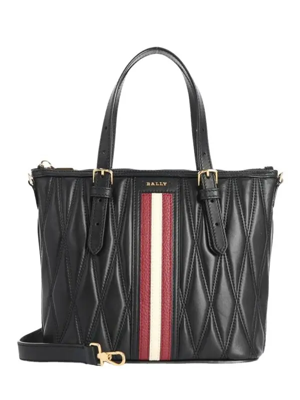 Bally Quilted Leather Shoulder Bag With Logo Detail - Black