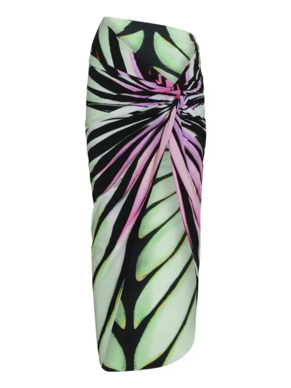Roberto Cavalli Ruched Printed Skirt - Black
